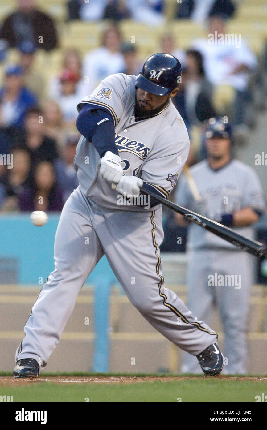 4 May 2010: Milwaukee Brewers first baseman Cecil Fielder takes a swing ...