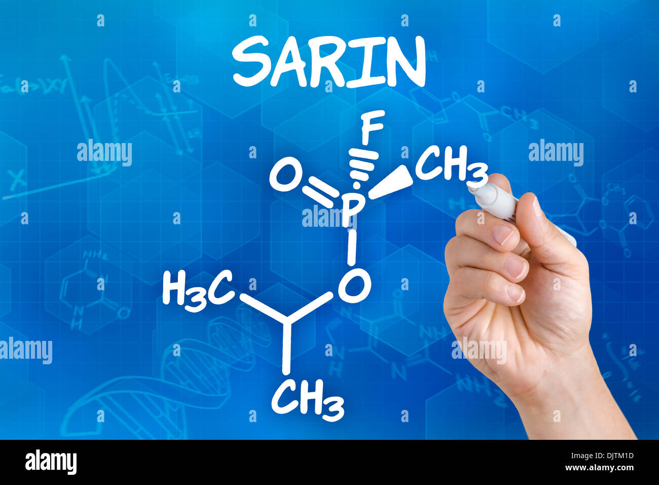 Hand with pen drawing the chemical formula of sarin Stock Photo - Alamy