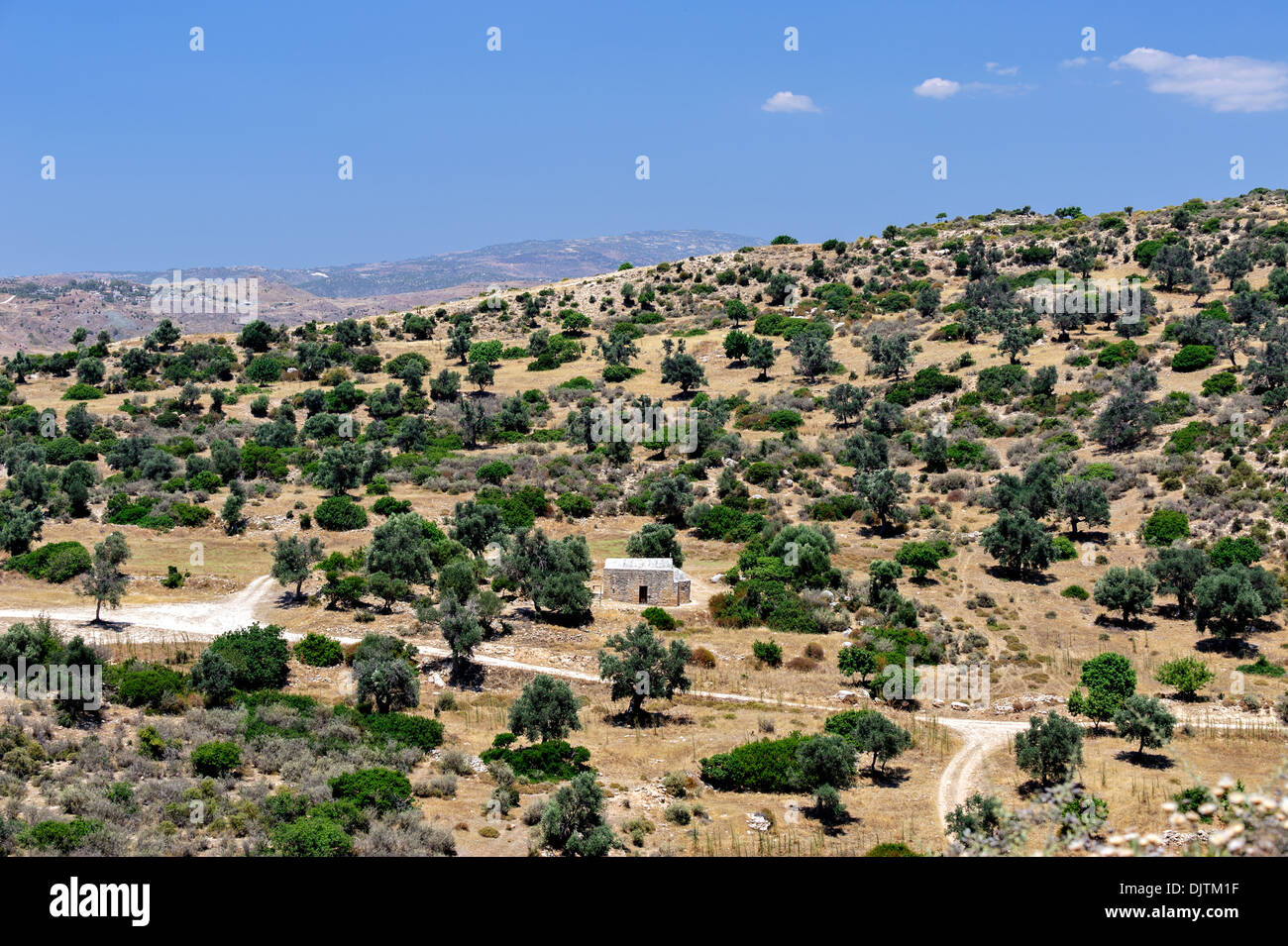 Typical cyprus rural landscape with chapel in hills Stock Photo - Alamy