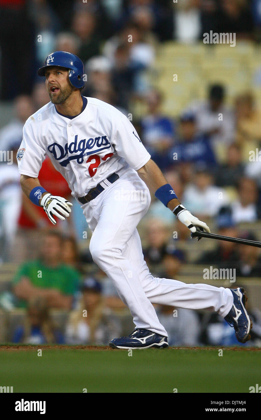 1 Jun 2010: Los Angeles Dodgers third baseman Casey Blake makes contact ...