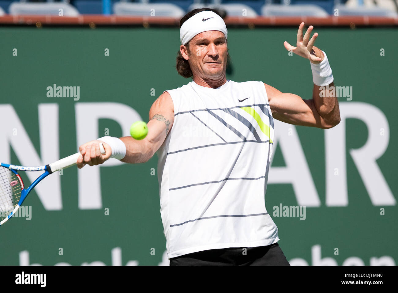 Carlos Moya (ESP) in match versus Tim Smyczek (USA) at the 2010 BNP ...