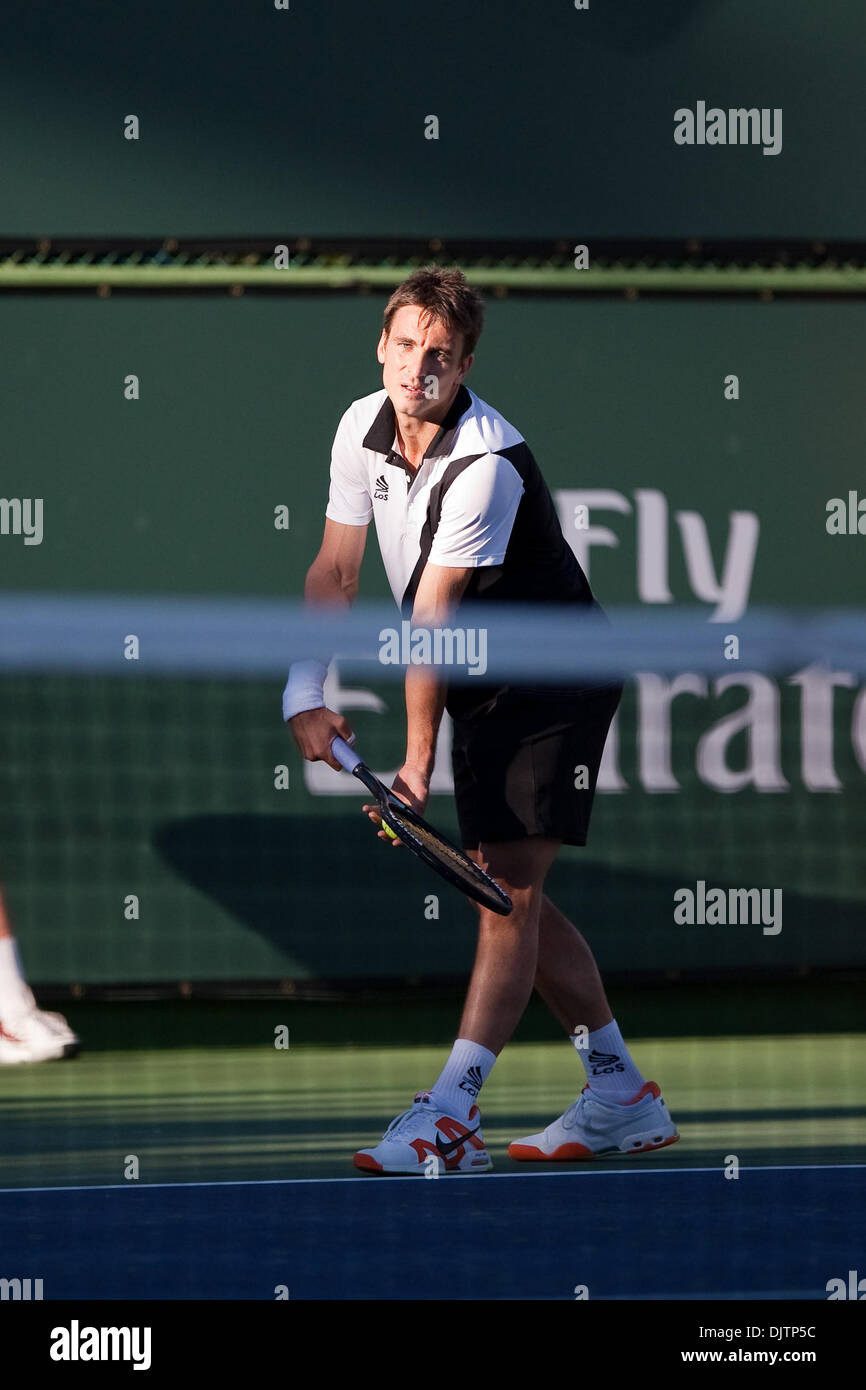 Tommy Robredo (ESP) prepares to serve against Marcos Baghdatis (CYP) at ...