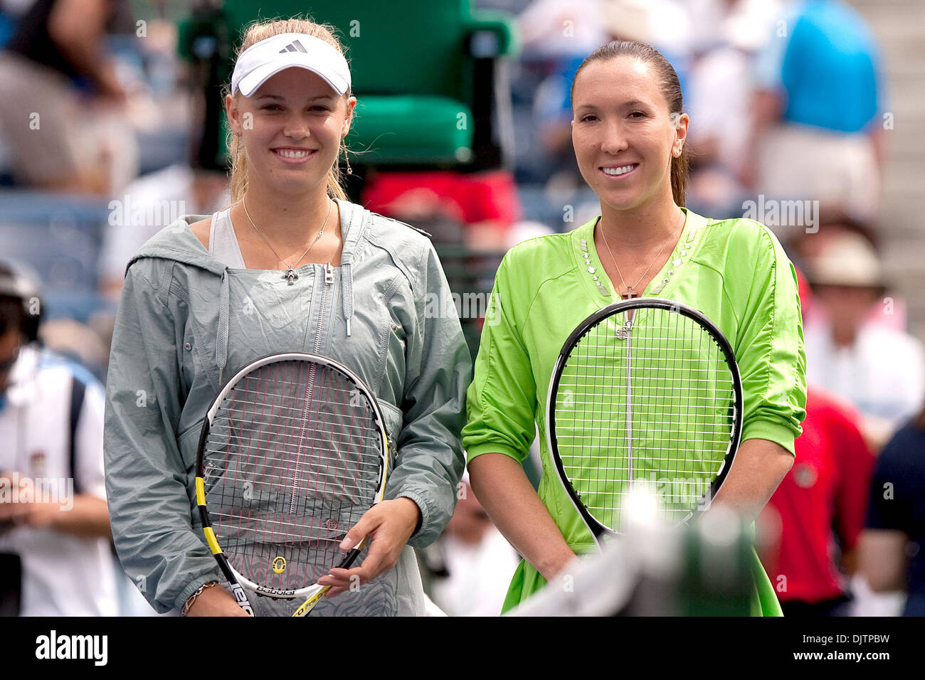 Caroline Wozniacki (DEN) on left and Jelena Jankovic (CRO) on right ...