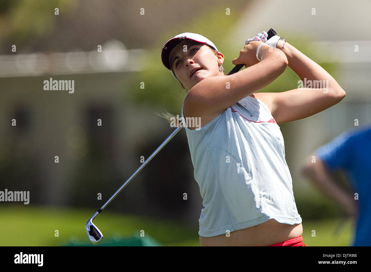 Amateur Alexis Thompson of Coral Springs, Florida tees off to the 5th ...