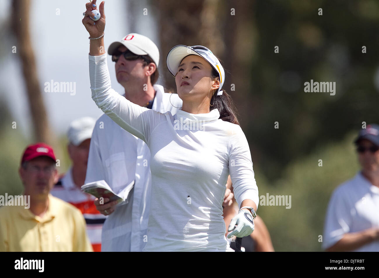 Grace Park of South Korea prepares to tee off to the 5th hole of the ...