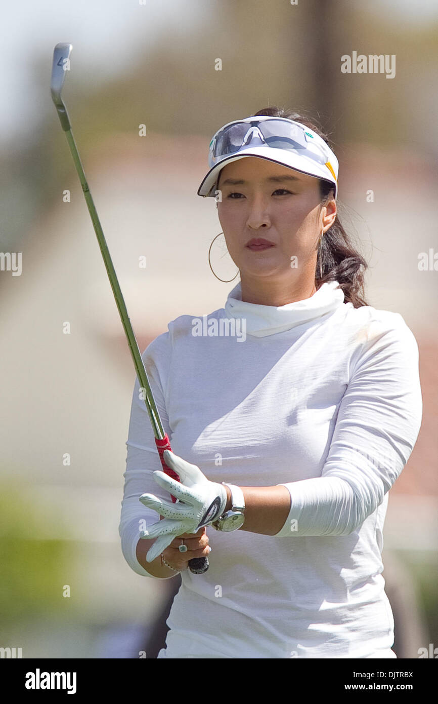 Grace Park of South Korea prepares to tee off to the 5th hole of the ...