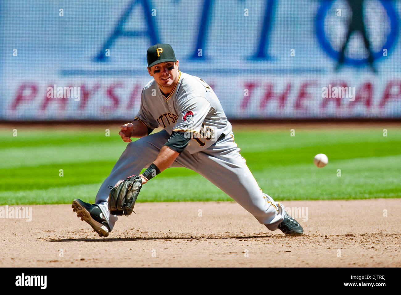 Pittsburgh Pirates third baseman Andy LaRoche #15 fields this hard hit ...