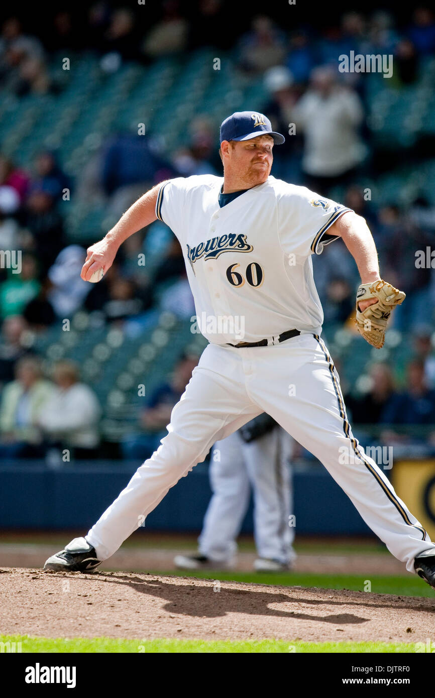 Milwaukee Brewers pitcher Todd Coffey #60 came in for an inning of ...