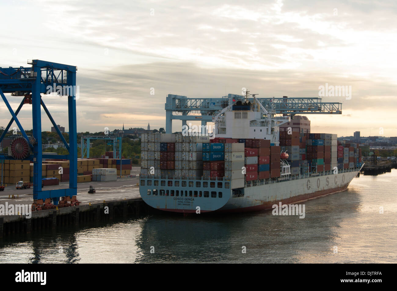 A container ship in the port of Boston. Oct. 3, 2013 Stock Photo - Alamy