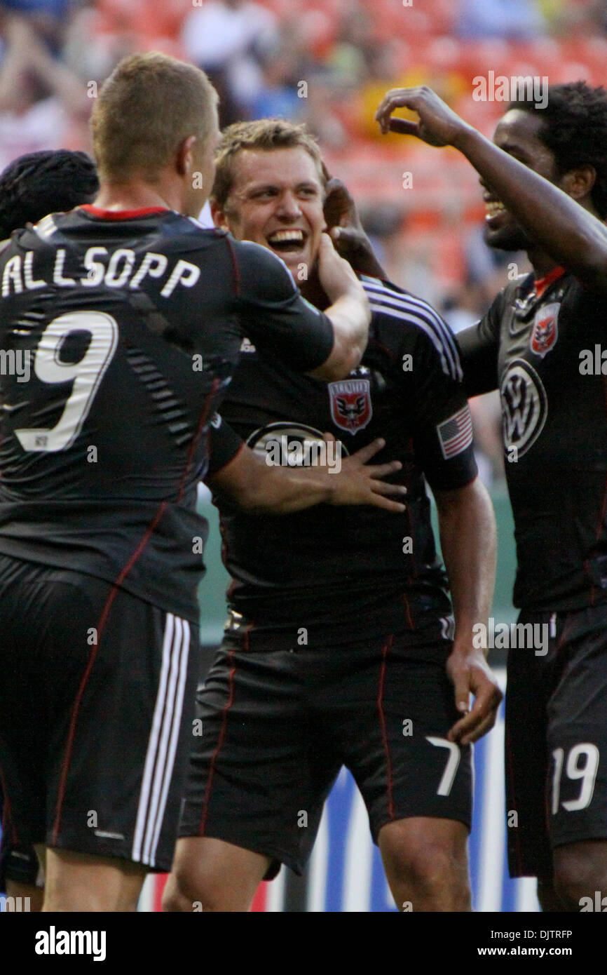 DC United forwards Danny Allsopp (#9) and Adam Cristman (#7) celebrate ...