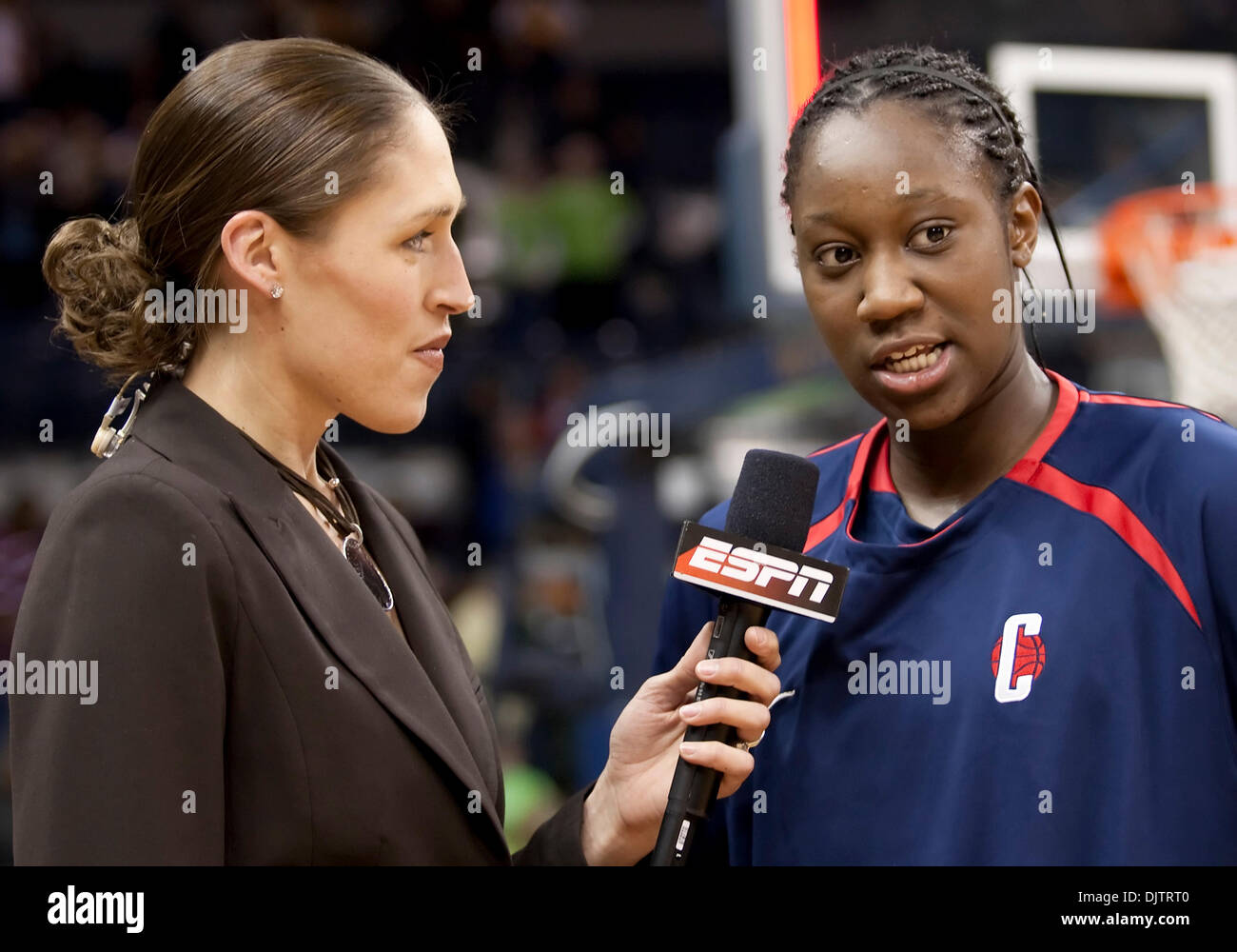 ESPN analyst Rebecca Lobo interviews Connecticut Center Tina Charles ...