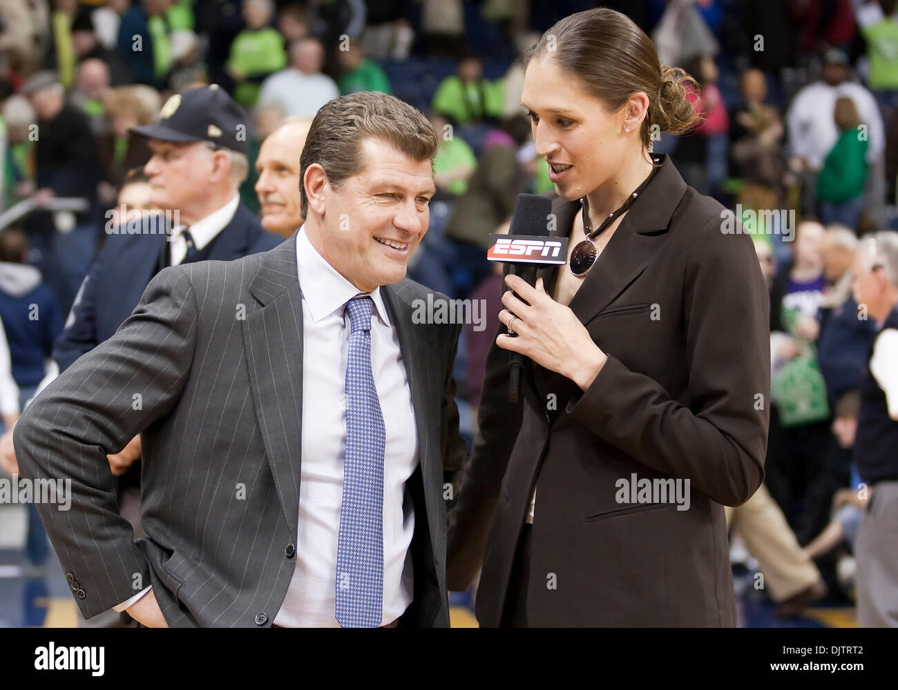 ESPN analyst Rebecca Lobo interviews Connecticut Head Coach Geno ...