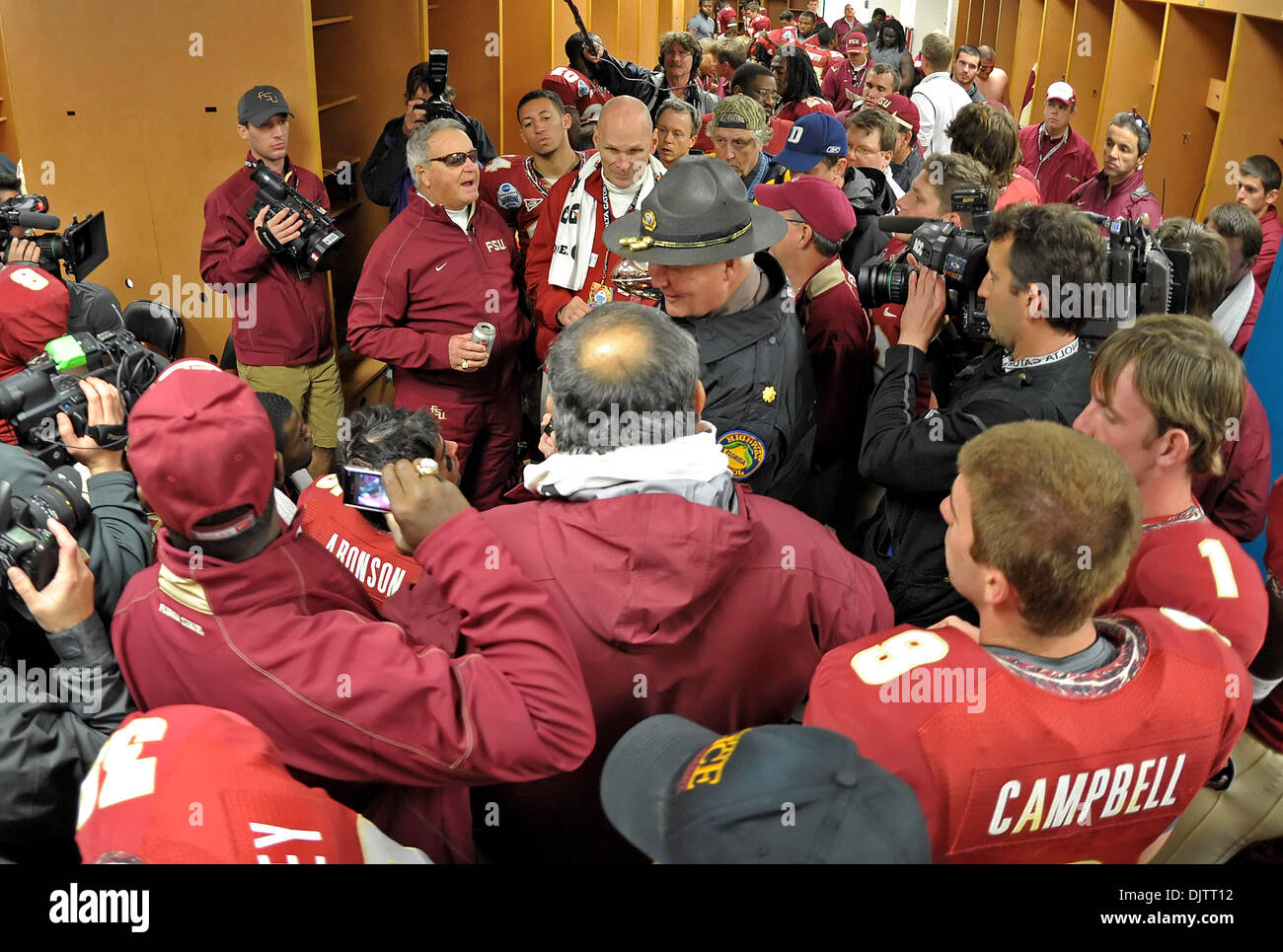 NCAA Gator Bowl - Bobby Bowden is interviewed in the FSU locker room ...