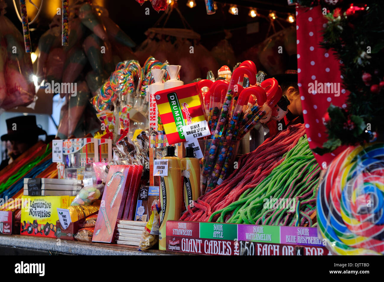 Nottingham Christmas Market,Candy Stall Stock Photo - Alamy