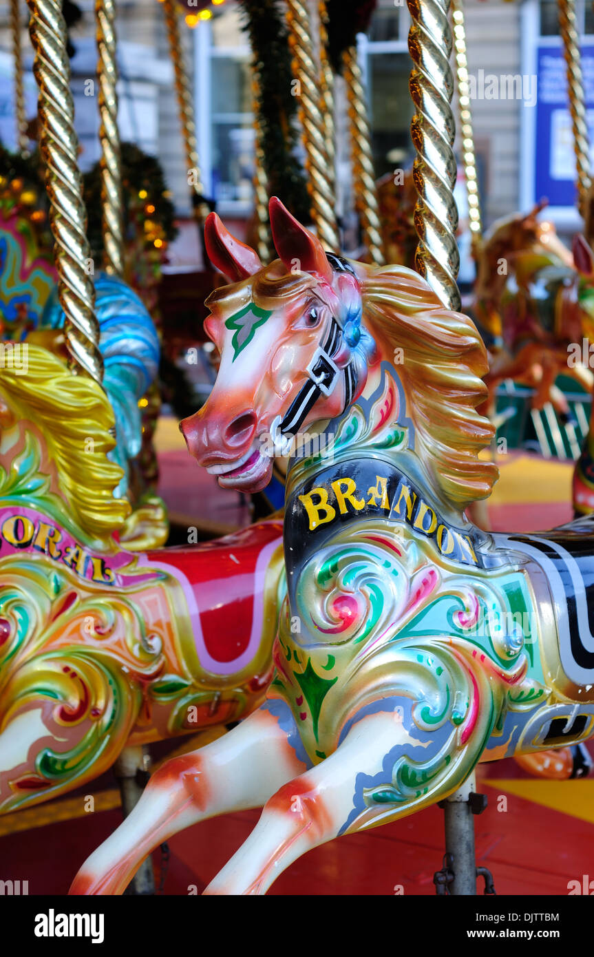 Carousel Ride 'Brandon The Horse' Christmas Market Attraction.Old ...