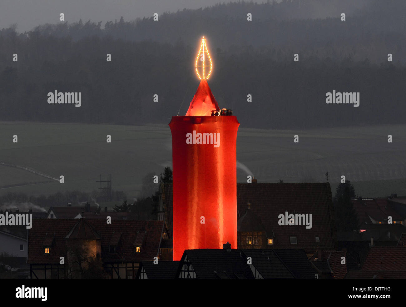 Schlitz, Germany. 30th Nov, 2013. The tallest candle of the world is ...
