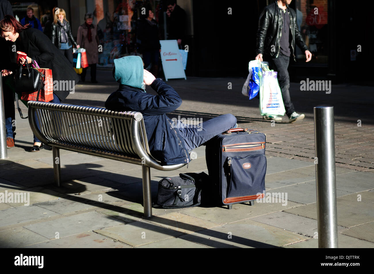 Man Sitting On Bench,City Centre,Nottingham,UK Stock Photo - Alamy