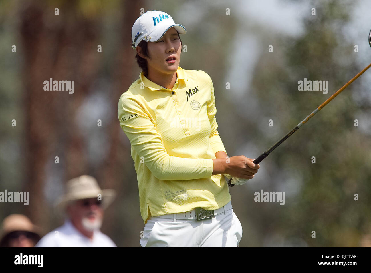 Song-Hee Kim of South Korea tees off to the 3rd hole of the 39th Kraft ...