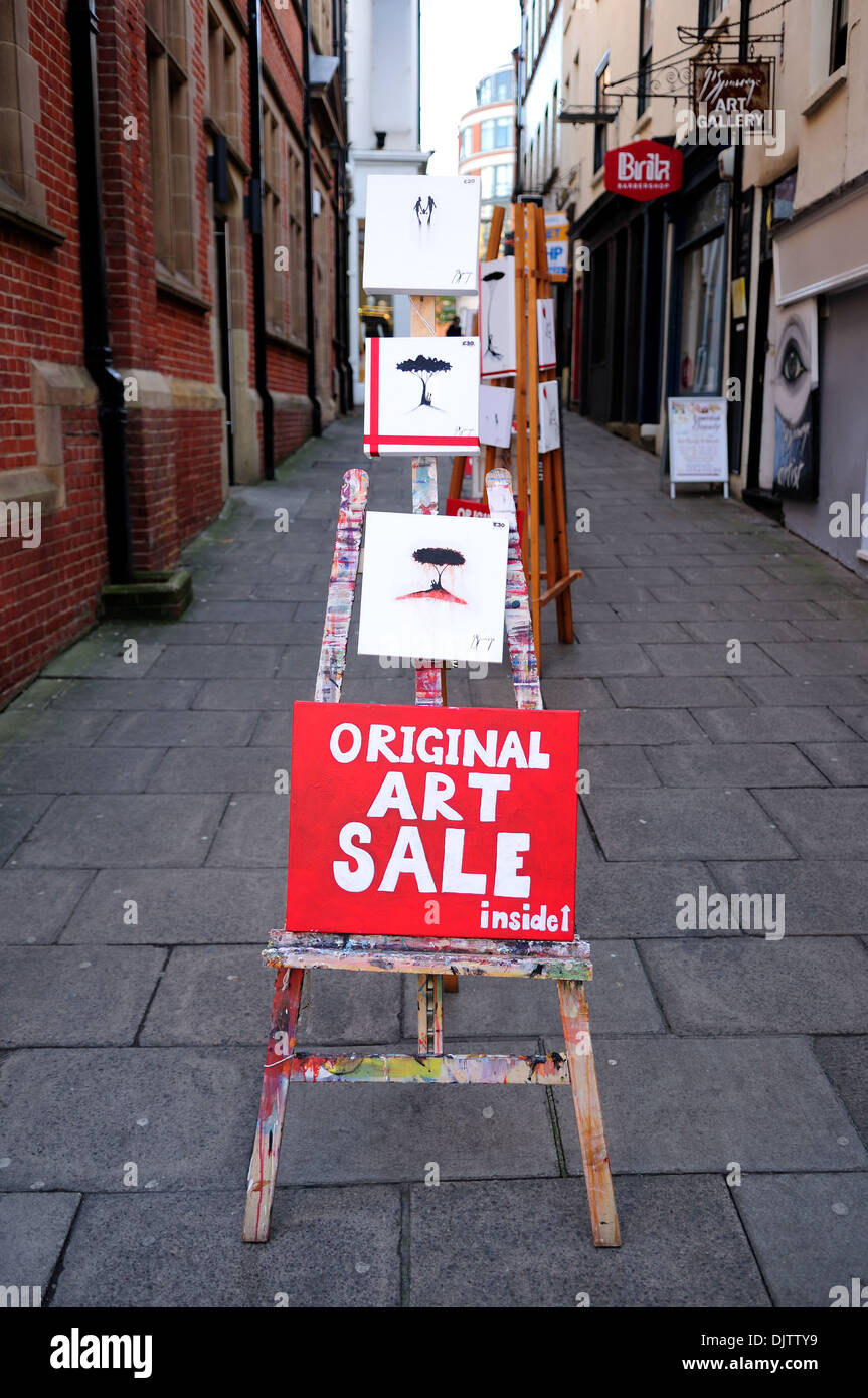 Sign For Sales,High Street,UK.Art Work.Nottingham Stock Photo - Alamy