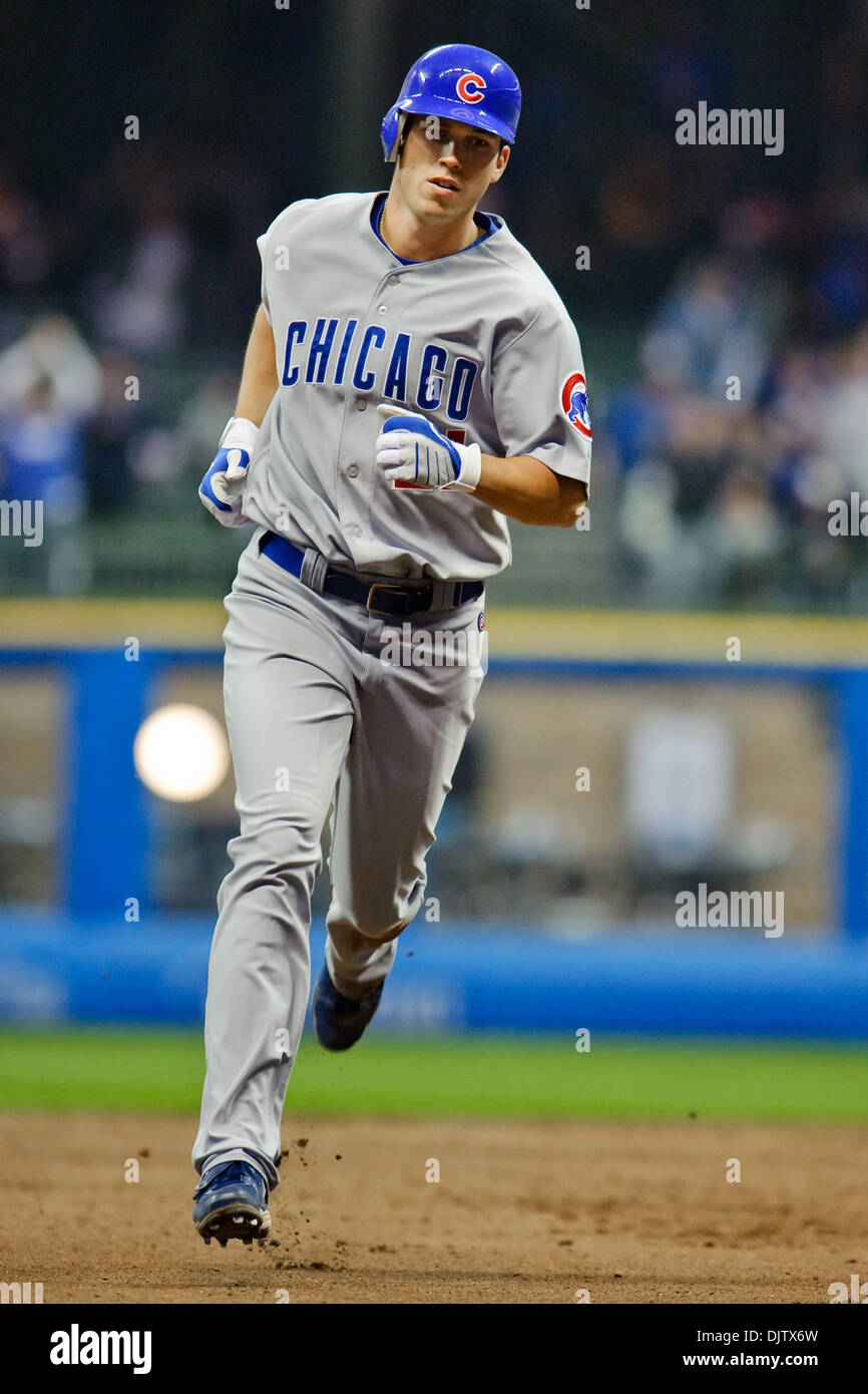 Chicago Cubs left fielder Tyler Colvin (21) rounds the bases after ...