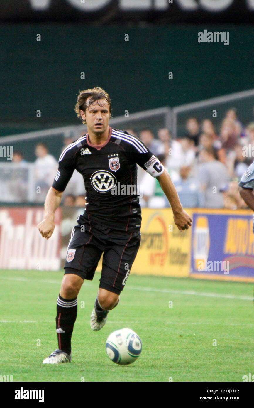DC United defender Carey Talley (#8) dribbles the ball during the match ...