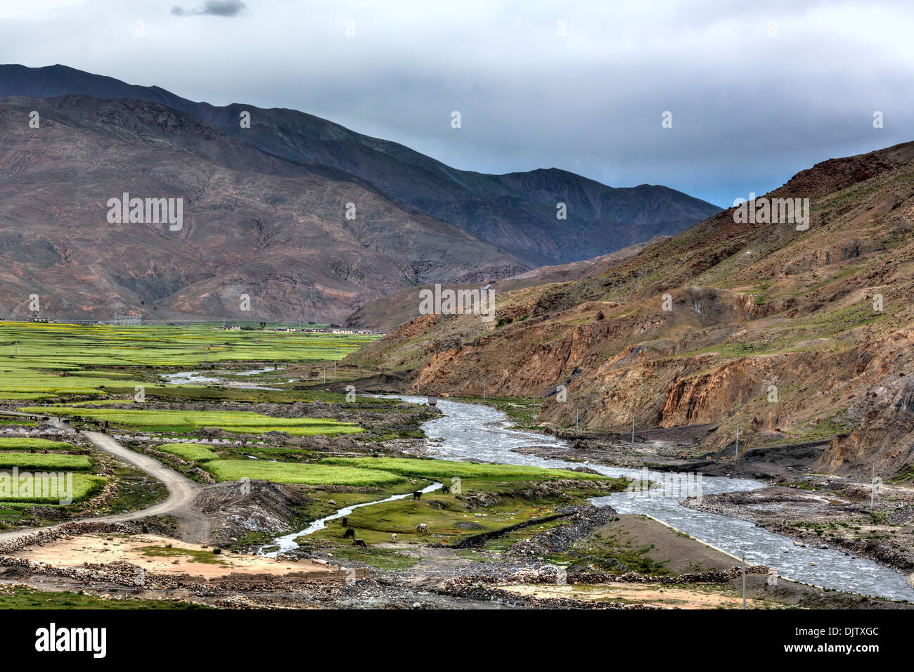Landscape viewed from Sakya Monastery, Shigatse Prefecture, Tibet ...