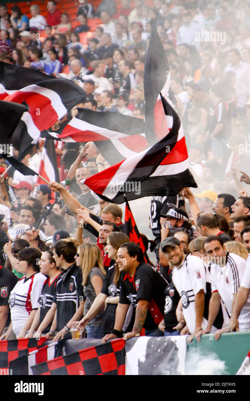 DC United fans known as the Barra Brava cheer on their team during the ...