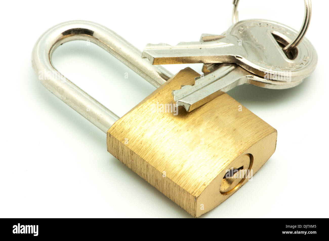padlock with keys on a white background Stock Photo - Alamy