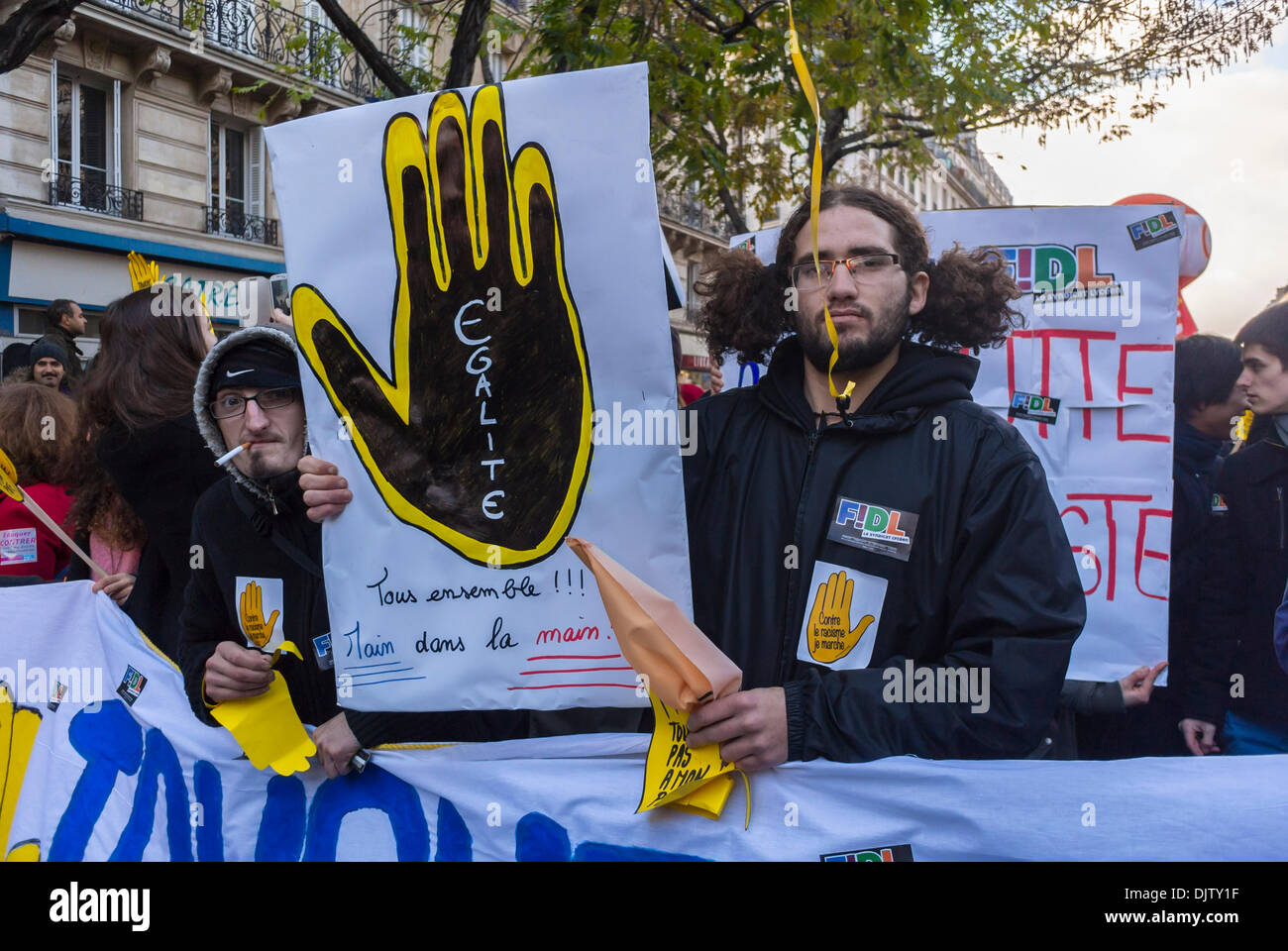 Paris, France. Portrait, Anti-Racism Activist, Public Demonstration ...