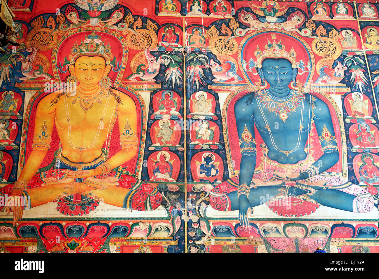 Mural painting, Shalu Monastery, Shigatse, Tibet, China Stock Photo - Alamy