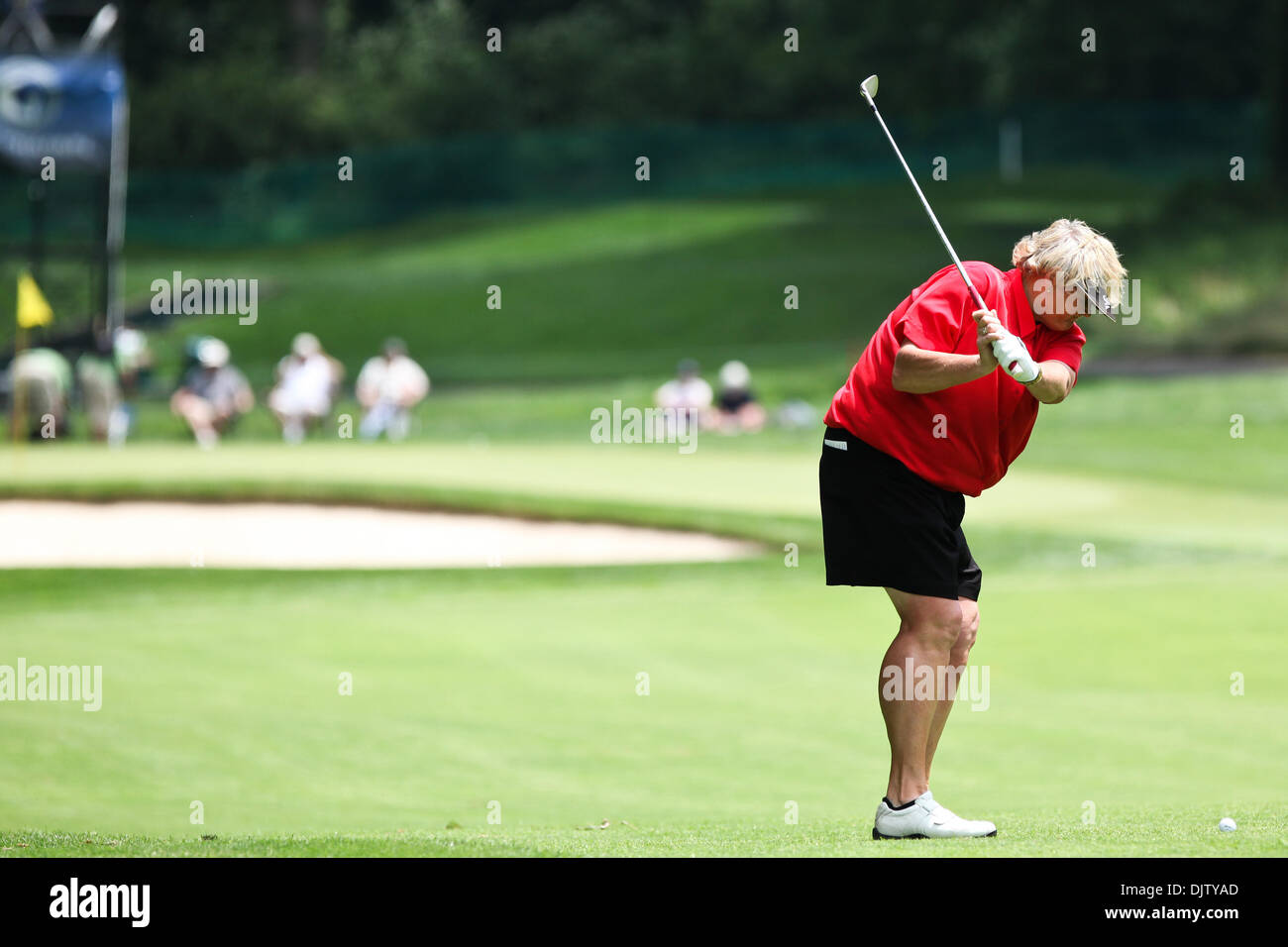 Laura Davies of England chipped her ball onto the 12th green during the ...