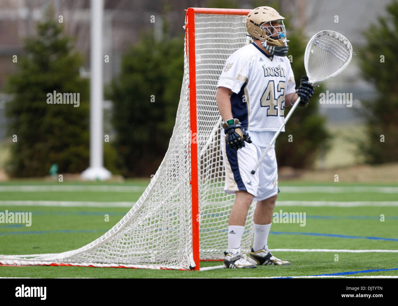Notre Dame Goalie Scott Rodgers (42) in game action between the Notre ...