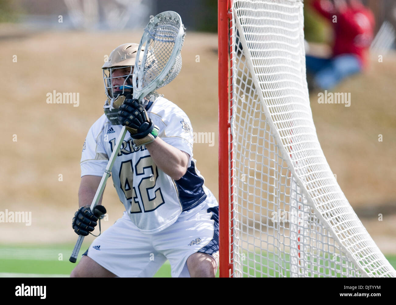 Notre Dame Goalkeeper Scott Rodgers (42) in game action between the ...