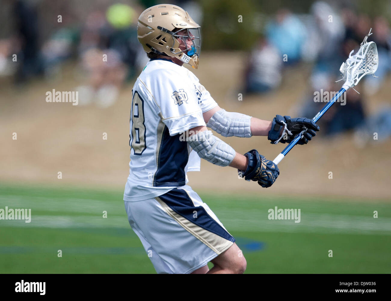 Notre Dame Midfielder Zach Brenneman (28) in game action between the ...