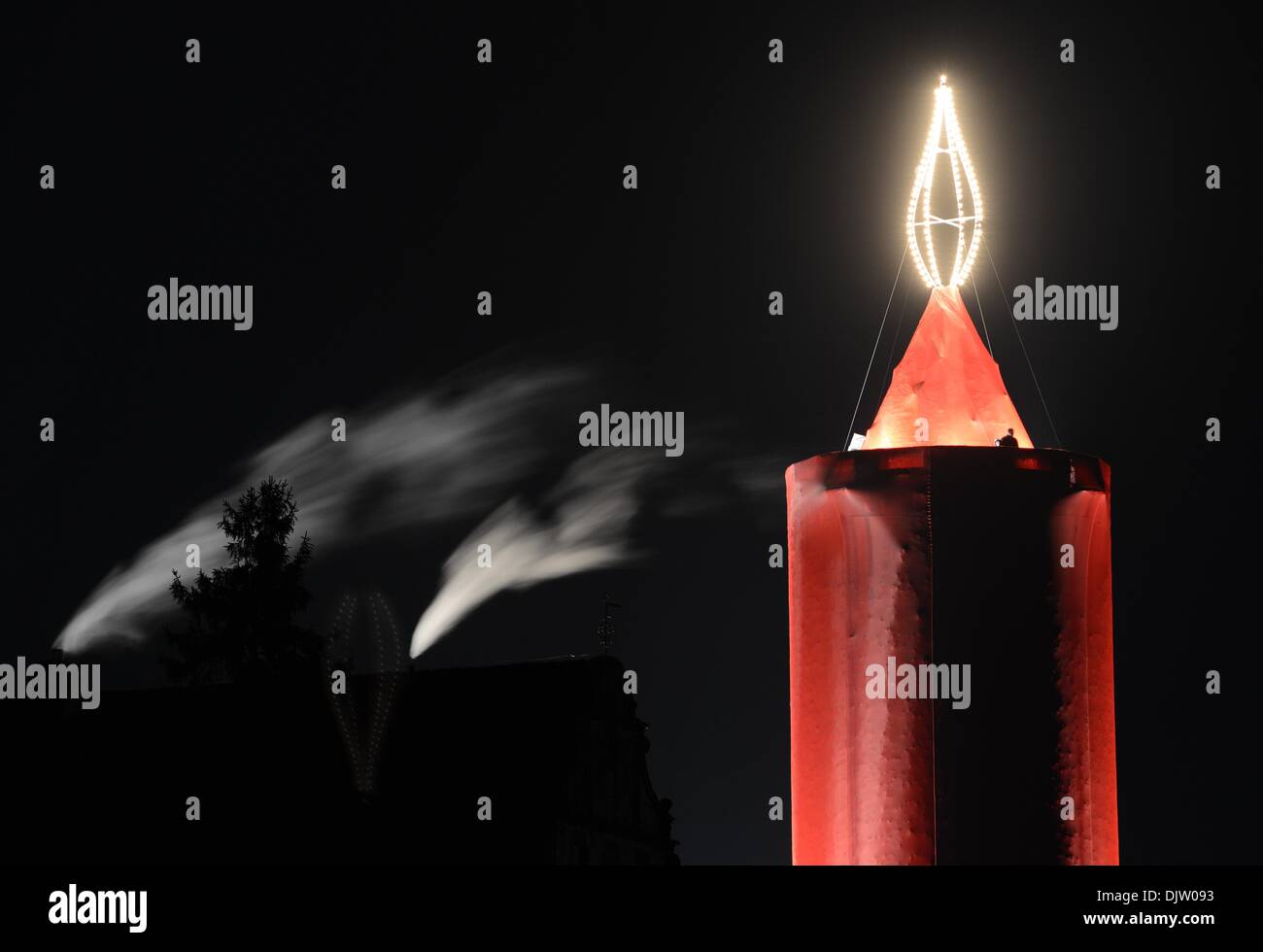 Schlitz, Germany. 30th Nov, 2013. The tallest candle of the world is ...