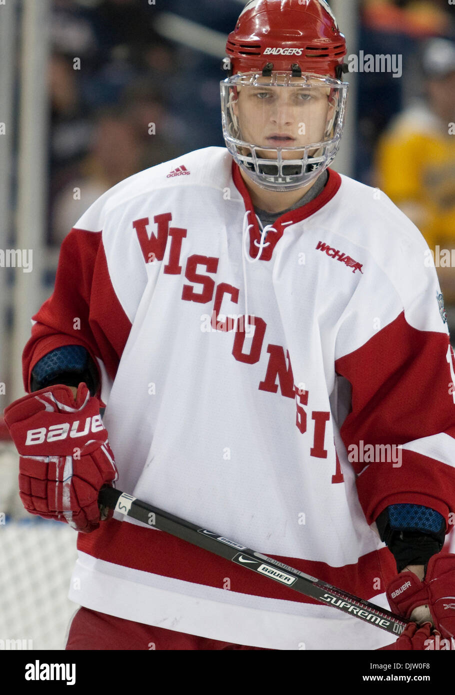 Wisconsin Forward Andy Bohmbach (#11) in game action between the ...