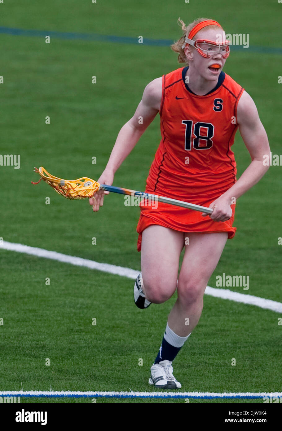 Syracuse Defense Eileen Finn (#18) runs off the field during game ...