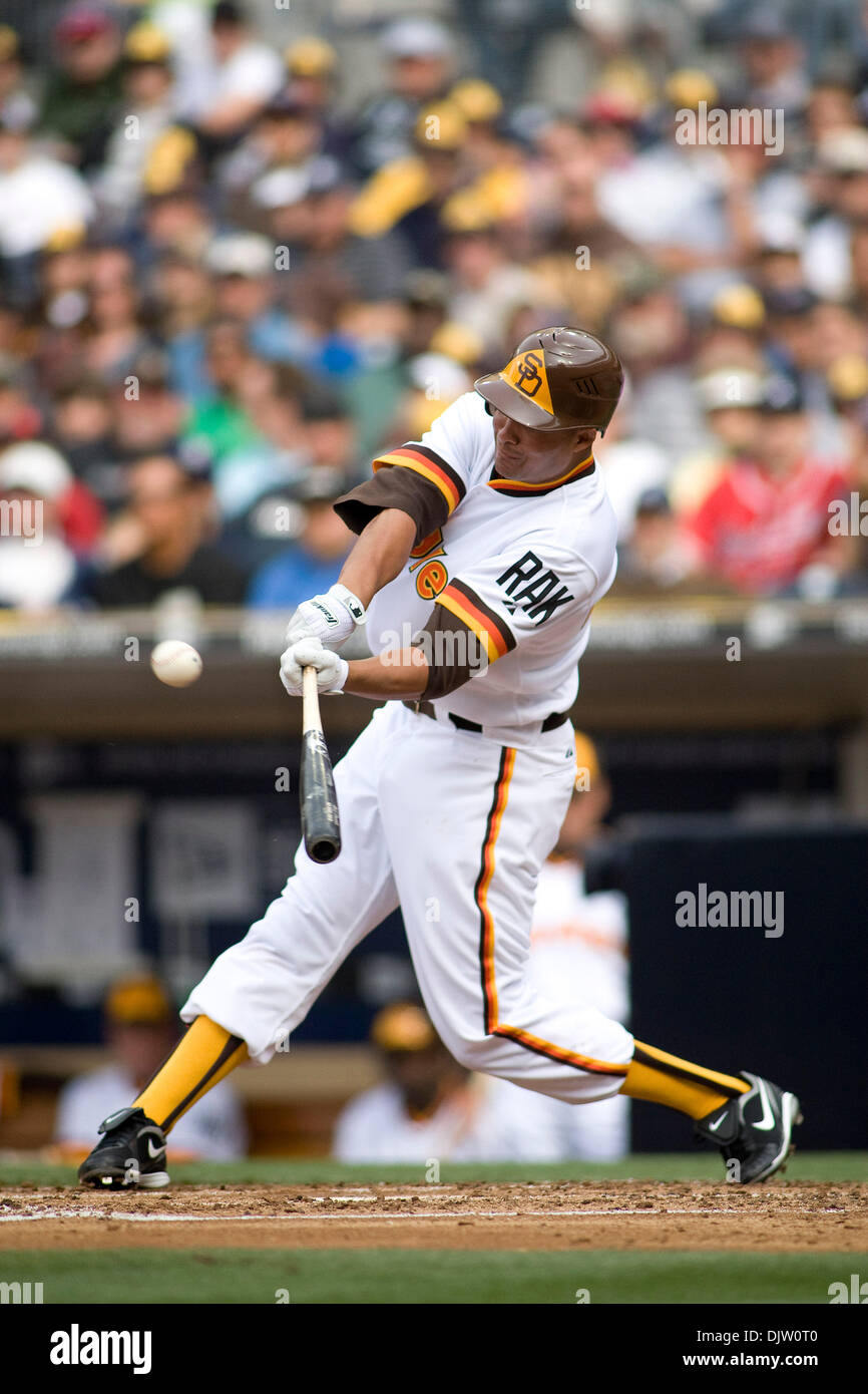 San Diego Padres Yorvit Torrealba takes a swing at pitch during the ...