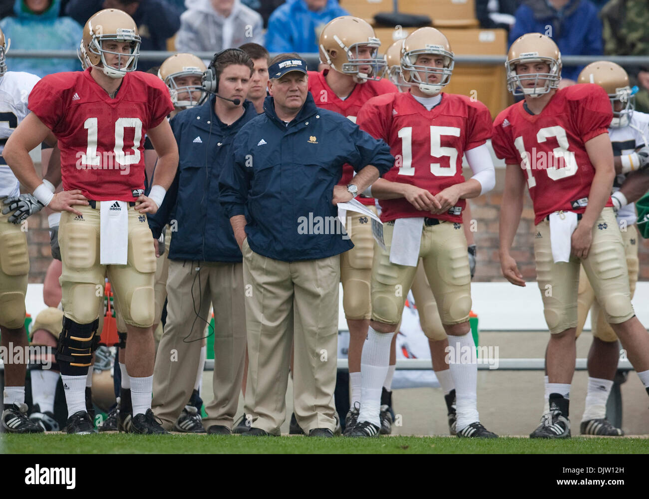 Notre Dame Head Coach Brian Kelly on the sidelines with his ...