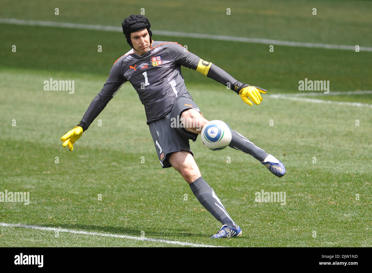 Czech Republic goalkeeper Petr Cech (1) clears the ball during second ...