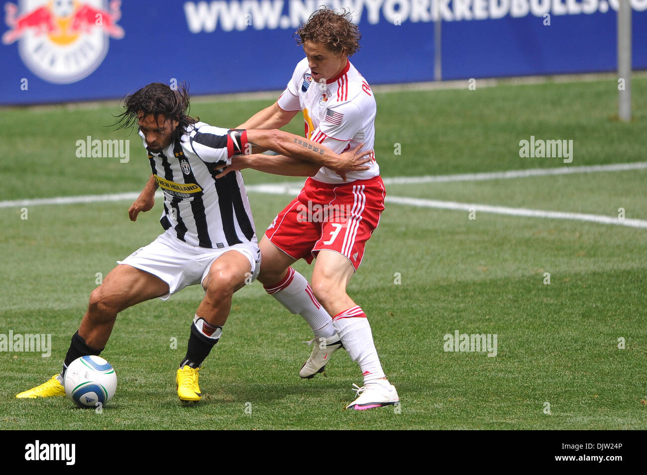 Red Bulls defender Chris Albright (3) marks Juventus FC forward Amauri ...