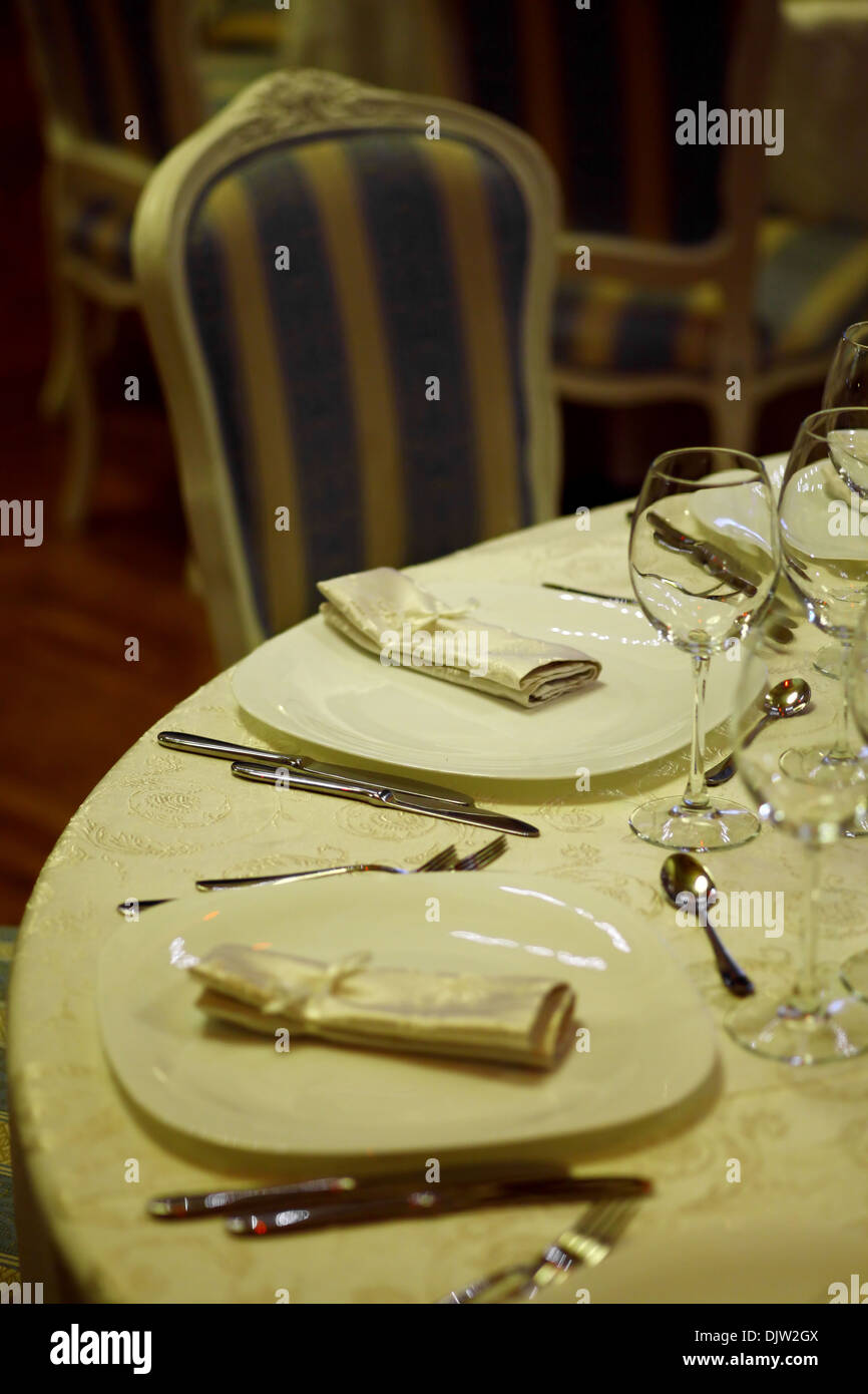 Shot from high angle with a dinner table in a restaurant Stock Photo ...