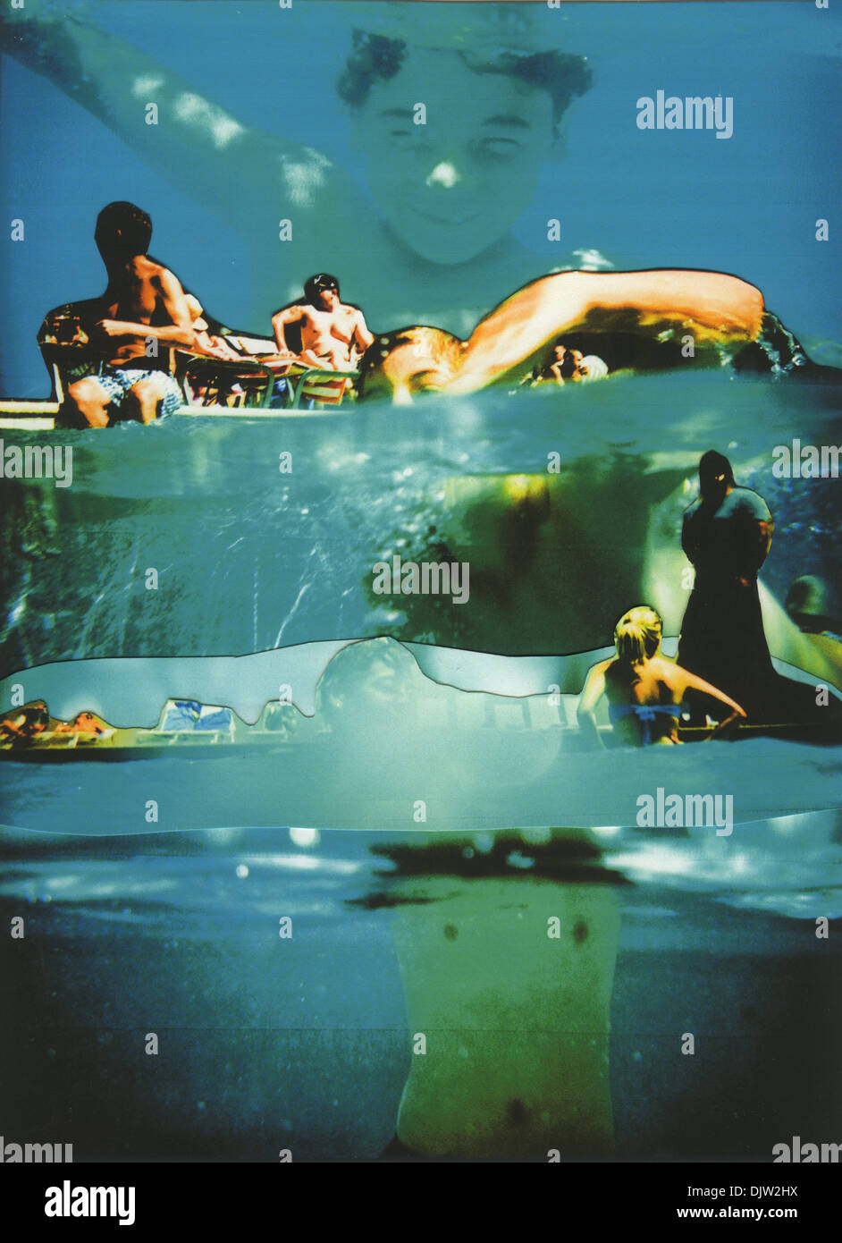 Collage of photos taken underwater and by the side of a swimming pool ...