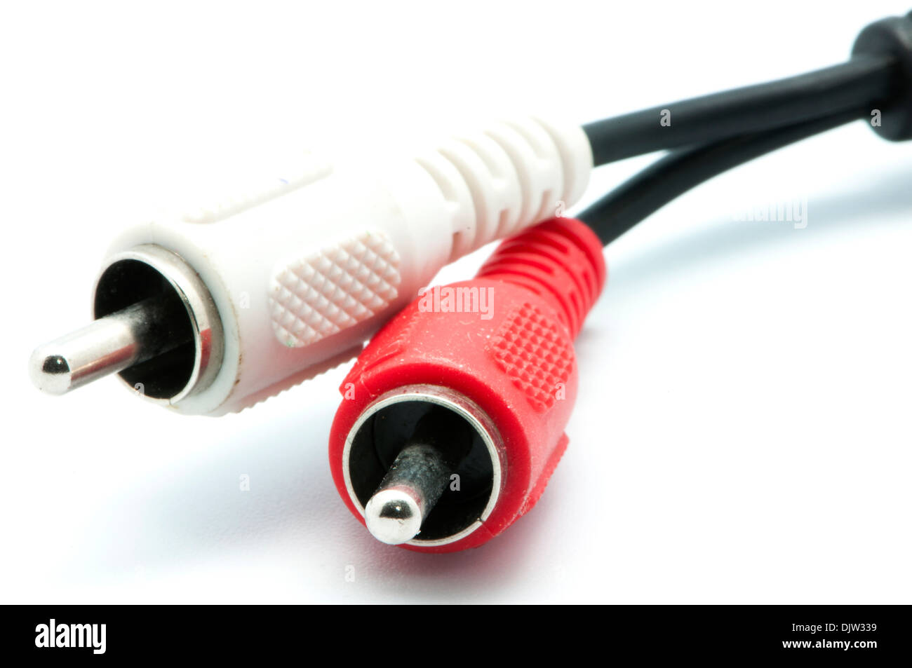 cables red and white on a white background Stock Photo - Alamy
