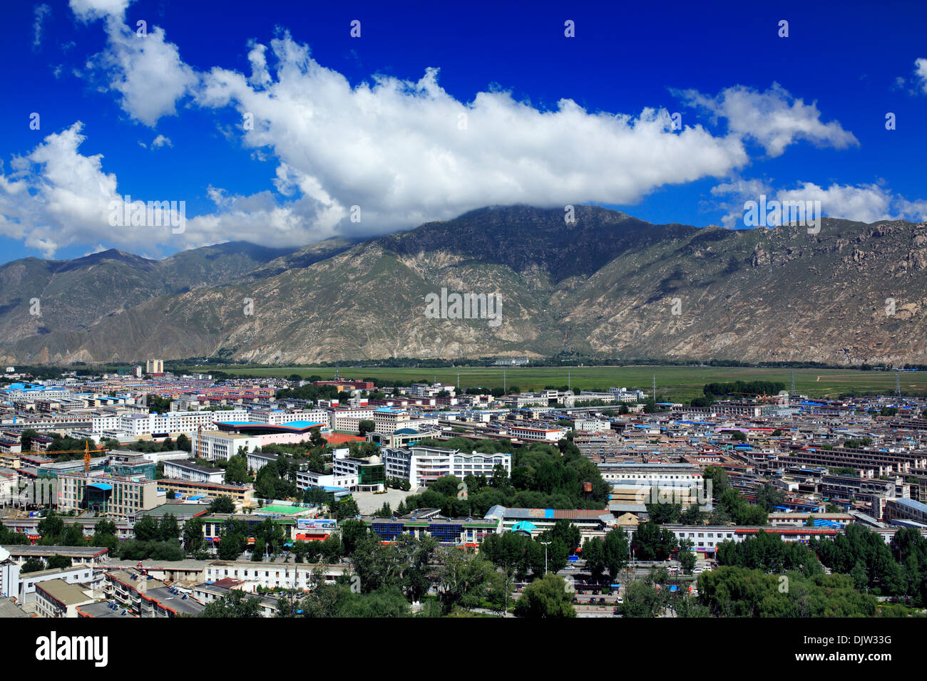 View of Lhasa city from Potala Palace, Lhasa, Tibet, China Stock Photo ...