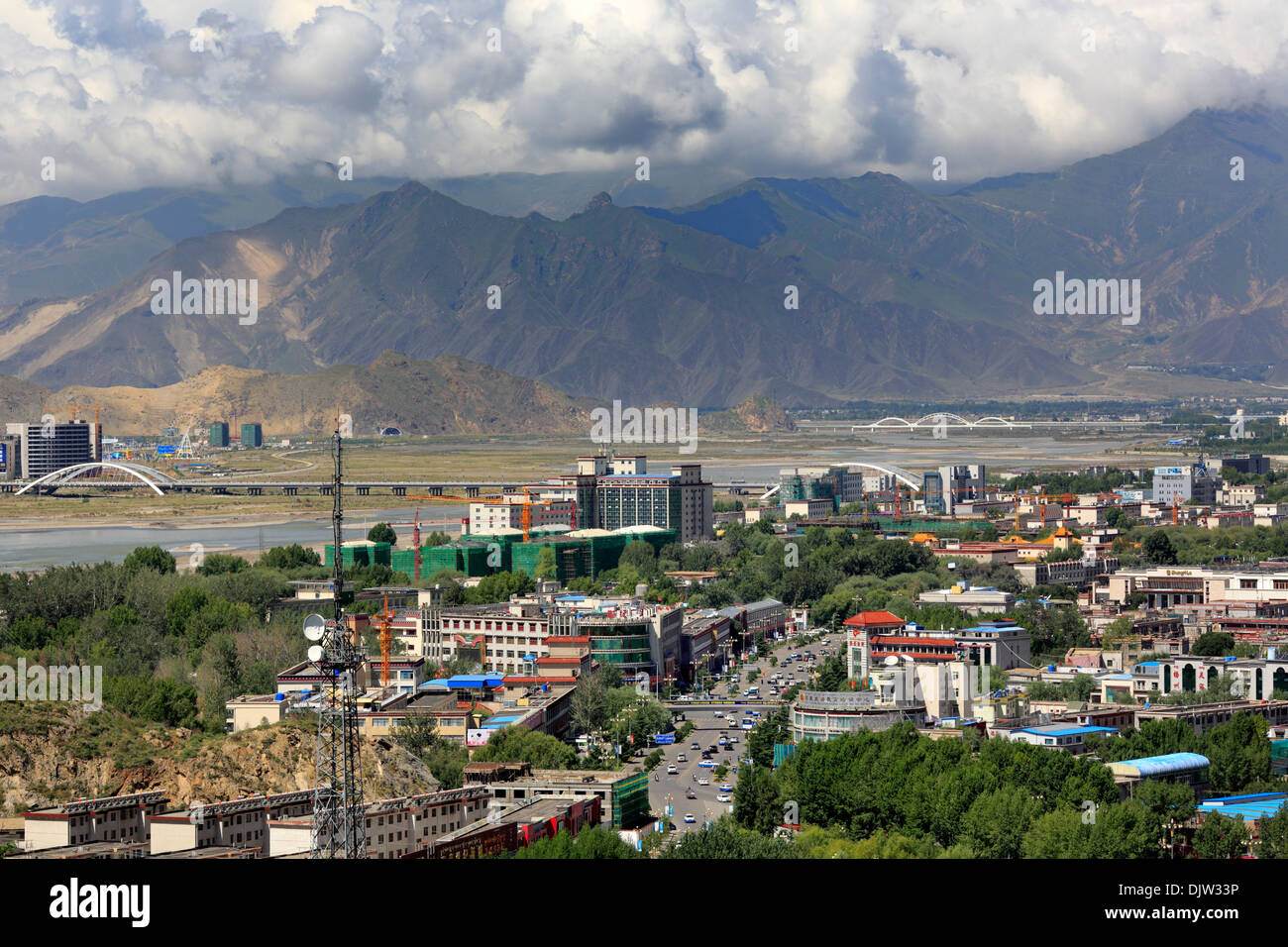 View of Lhasa city from Potala Palace, Lhasa, Tibet, China Stock Photo ...