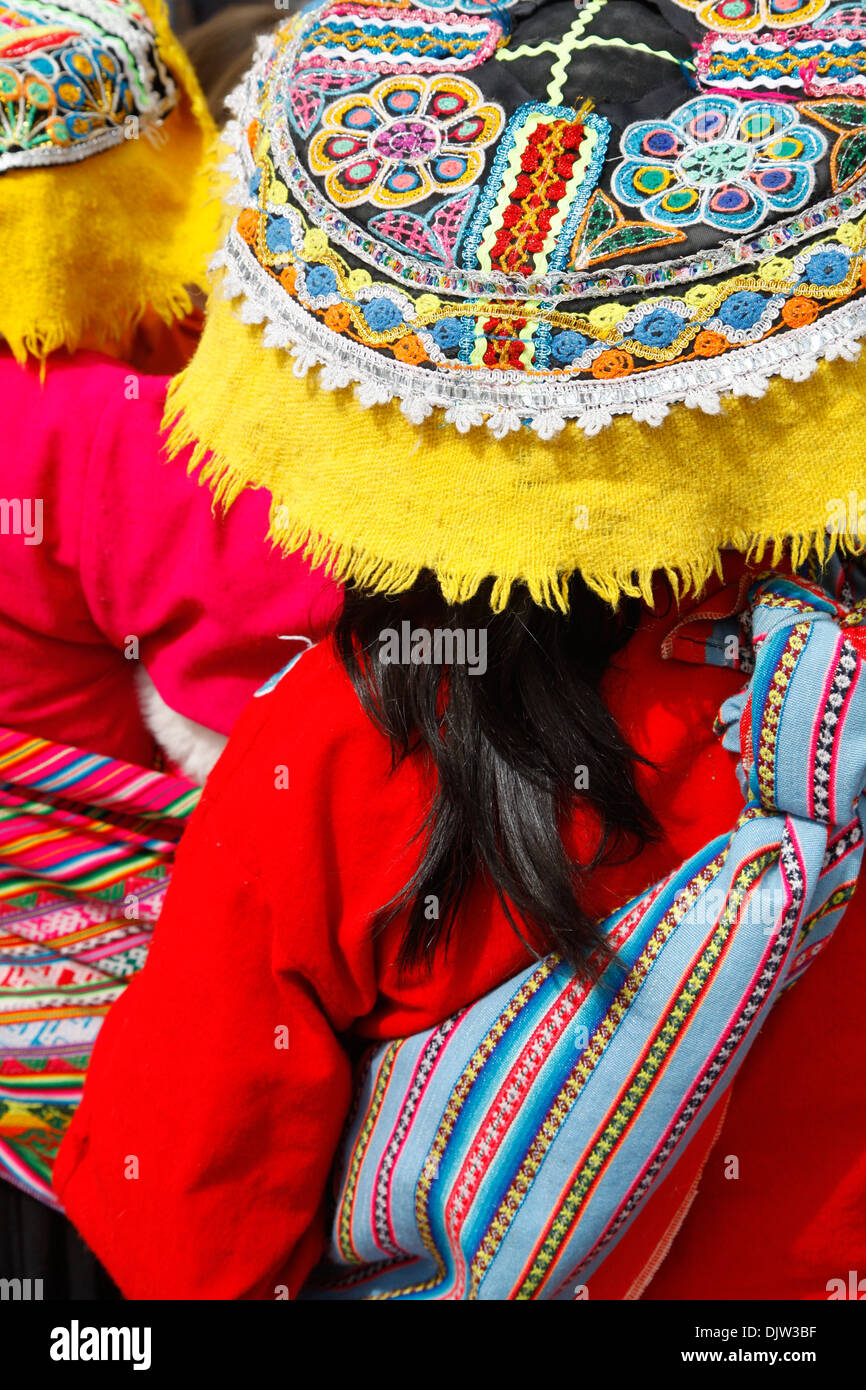 Detail of a traditional Quechua dress, Cuzco, Peru Stock Photo - Alamy