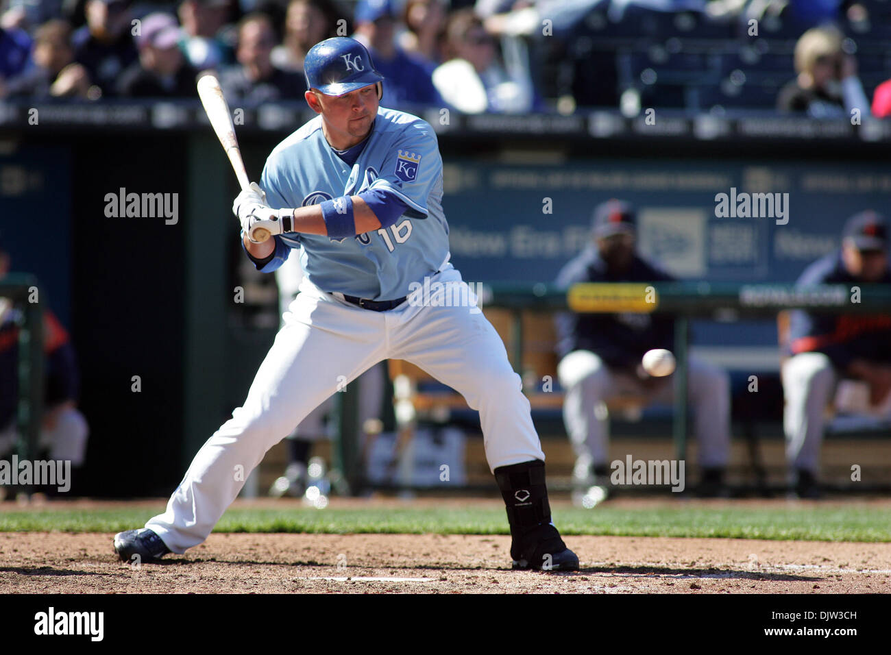 Kansas City Royals first baseman Billy Butler (16) is caught looking ...