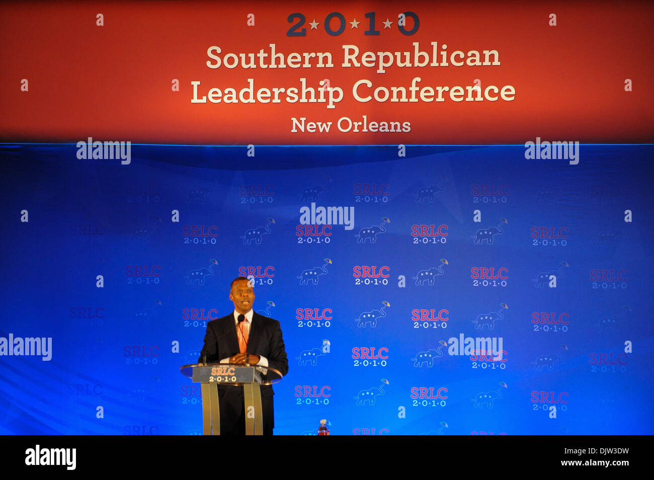 Former Oklahoma Congressman, J.C. Watts, addresses the crowd during the ...