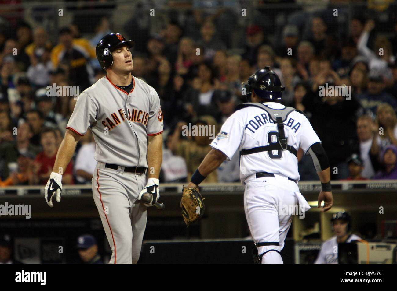 San Francisco Giants John Bowker was struck out by San Diego Padres ...